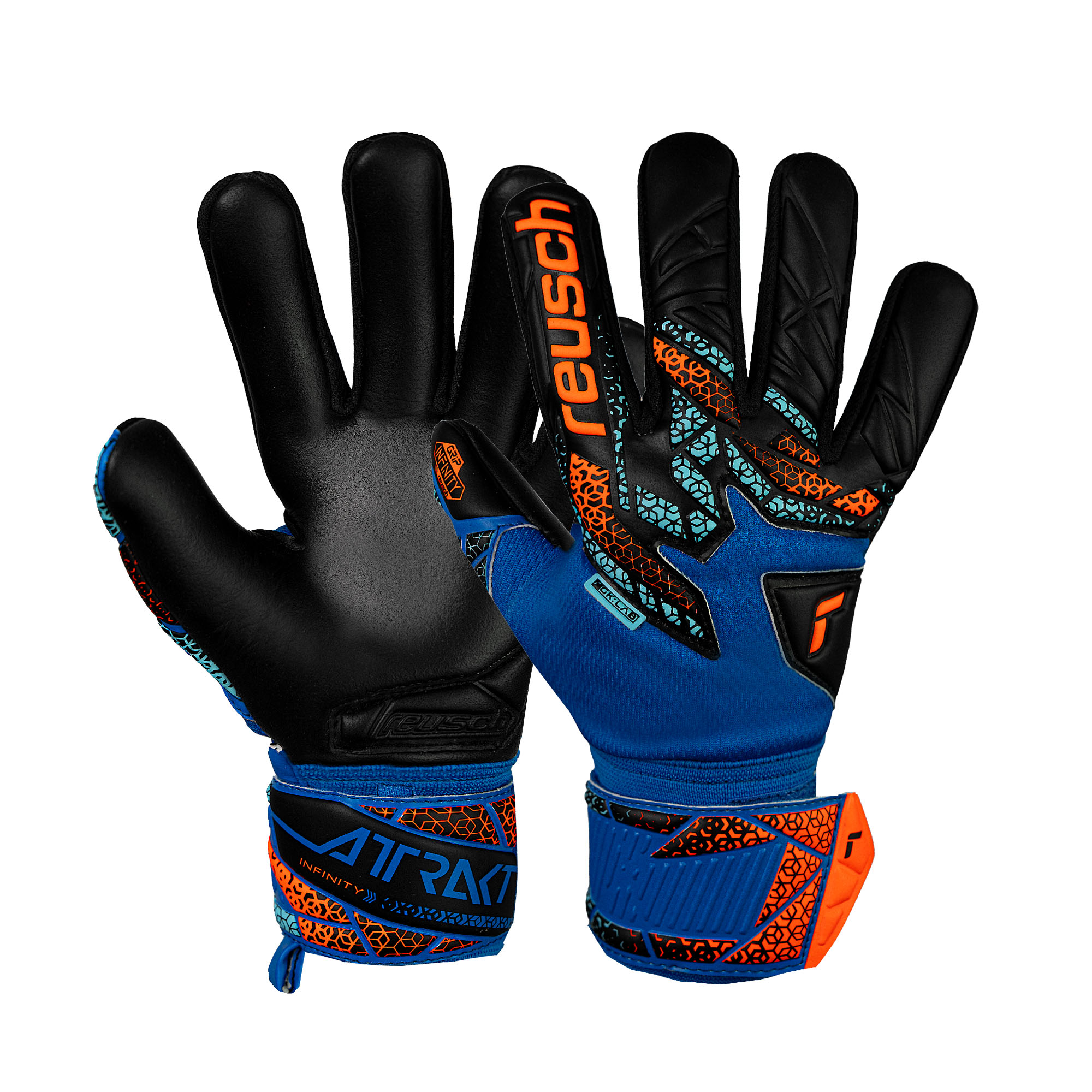 Reusch Attrakt Infinity NC Junior Blue Orange Black - Keepershandschoenen