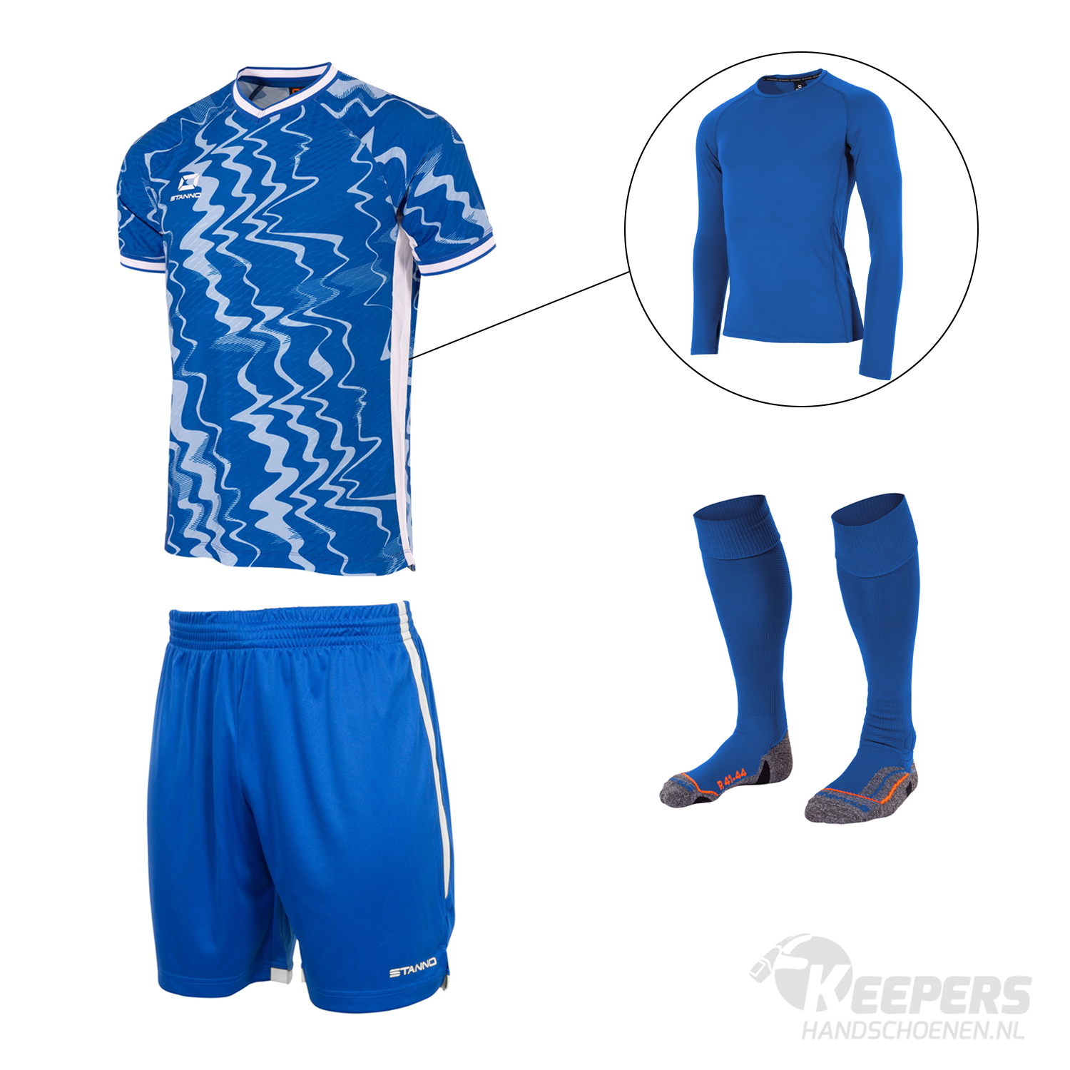Stanno Wave Keeperstenue Royal Blue White - Keepershandschoenen