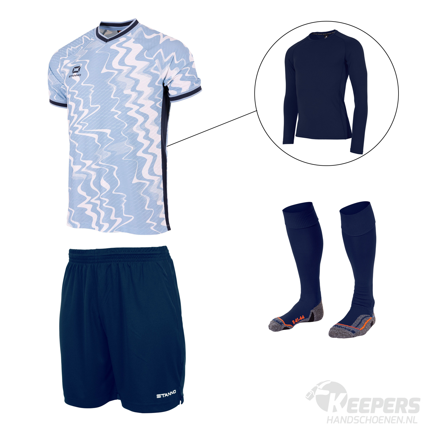 Stanno Wave Keeperstenue Sky Blue White - Keepershandschoenen